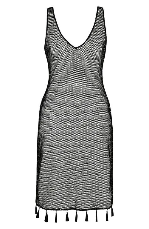 SUNSHINE 79 Shine Open Stitch Cover-up Dress - Black
