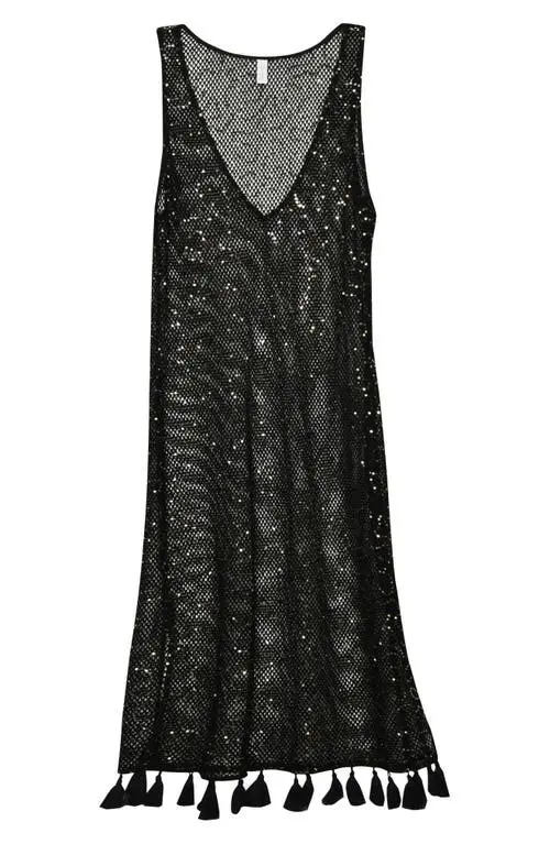 SUNSHINE 79 Shine Open Stitch Cover-up Dress - Black
