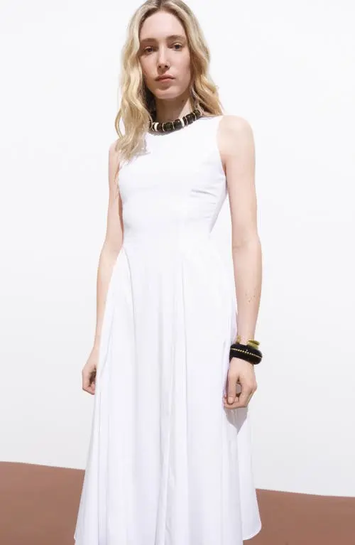 Mango Sleeveless A-Line Midi Dress In White - 55% Off | Editorialist