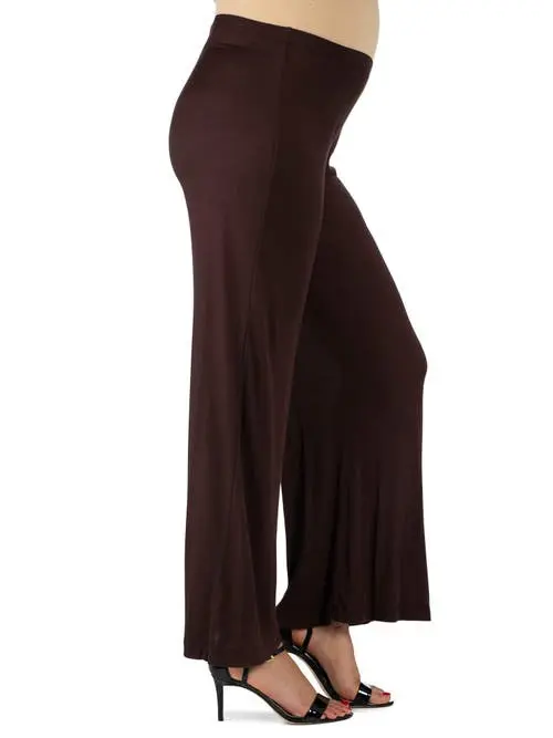24SEVEN COMFORT APPAREL Maternity Palazzo Pants - Brown