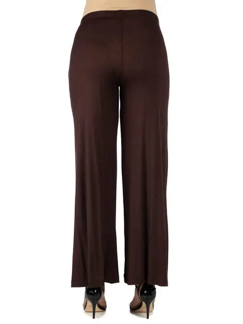 24SEVEN COMFORT APPAREL Maternity Palazzo Pants - Brown