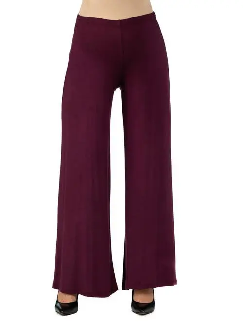 24SEVEN COMFORT APPAREL Maternity Palazzo Pants - Wine