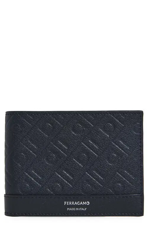 FERRAGAMO Gancio Embossed Leather Bifold Wallet - Bluemarine