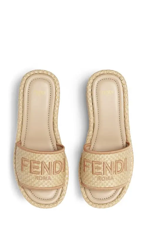 Fendi Sunshine Platform Wedge Slide Sandal