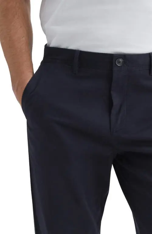 REISS Pitch Stretch Cotton Pants - Navy