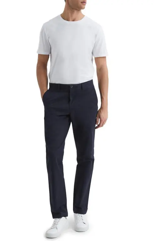 REISS Pitch Stretch Cotton Pants - Navy