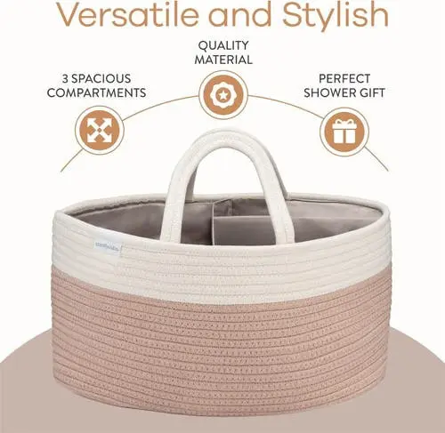 COMFY CUBS Rope Diaper Caddy - Blush