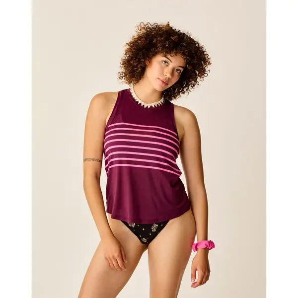 Carve Designs Relaxed Fit Tank Top - Hot Pink Stripe