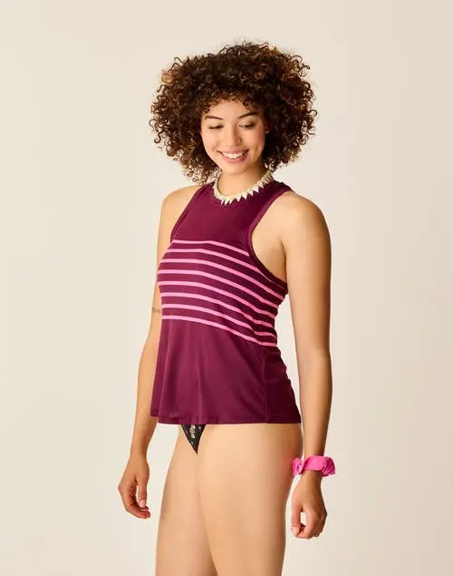 Carve Designs Relaxed Fit Tank Top - Hot Pink Stripe