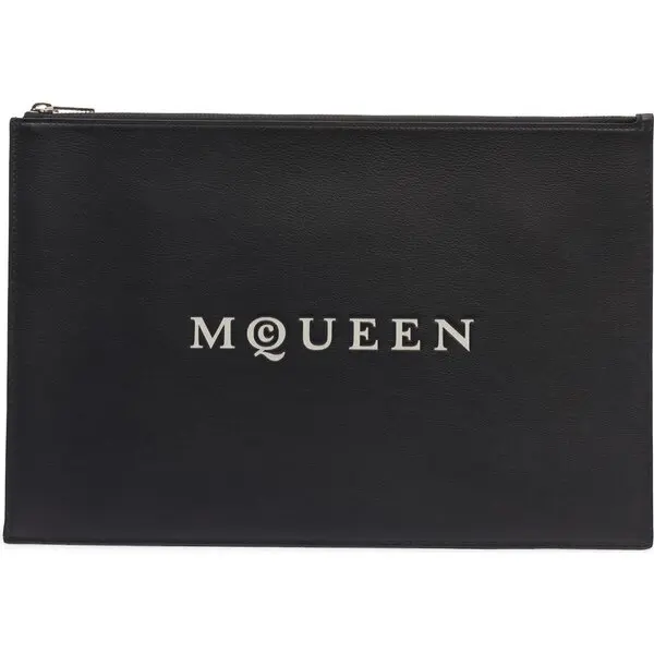 Alexander McQueen Leather Pouch - Black/bone/silver