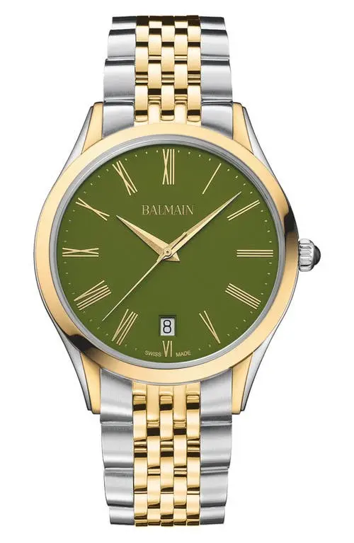 BALMAIN WATCHES Classic R Bracelet Watch - Two Tone/green
