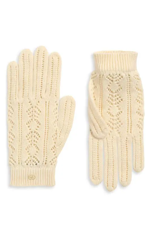 Valentino Garavani Vlogo Signature Pointelle Knit Gloves - Betulla