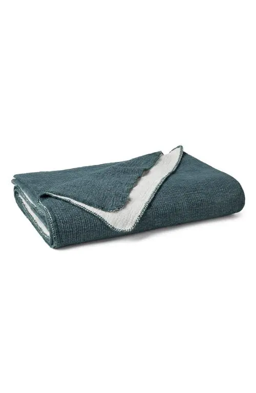 COYUCHI Cozy Organic Cotton Blanket - Twilight Blue