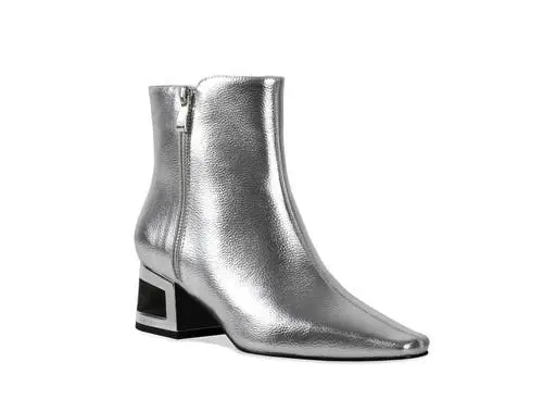 NINETY UNION Metallic Square Heel Bootie - Silver