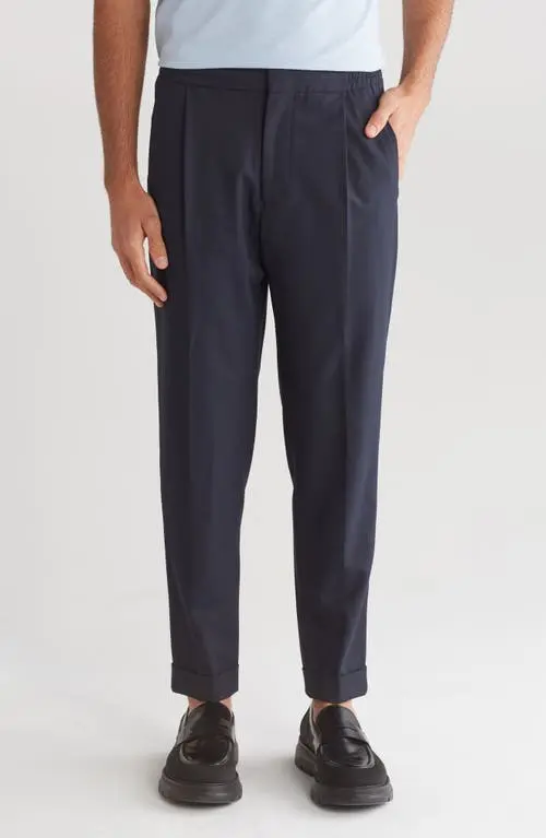 REISS Relaxed Tapered Pleated Pants - Navy