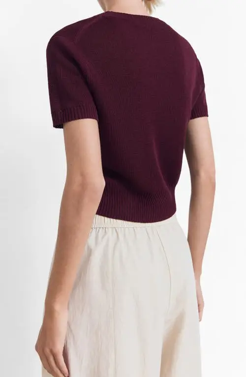 Mango Cropped Short-sleeve Sweater - Burgundy