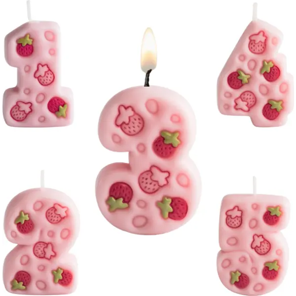 SOUTHLAKE GIFTS Bubble Cream Strawberry Birthday Number Candle Cake Topper - Number 1