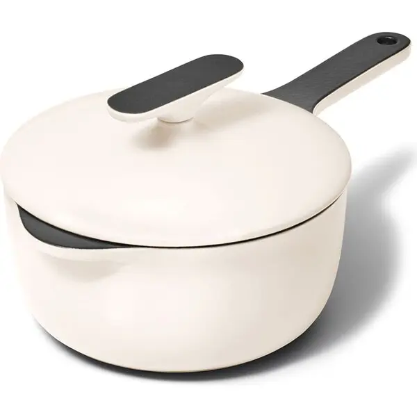 CARAWAY Enameled Cast Iron 1.8-quart Mini Sauce Pan With Lid - Cream