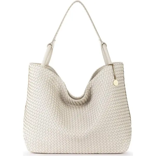 THE SAK Los Feliz Large Leather Tote Bag - Stone Woven