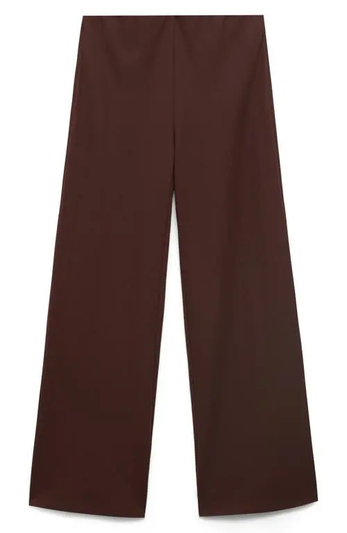 Mango Flowy Straight Leg Trousers - Chocolate