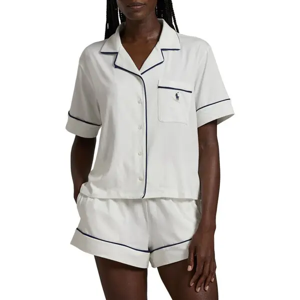 Polo Ralph Lauren Jersey Short Pajamas - White Cloud