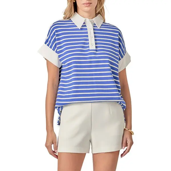 English Factory Stripe Polo Top