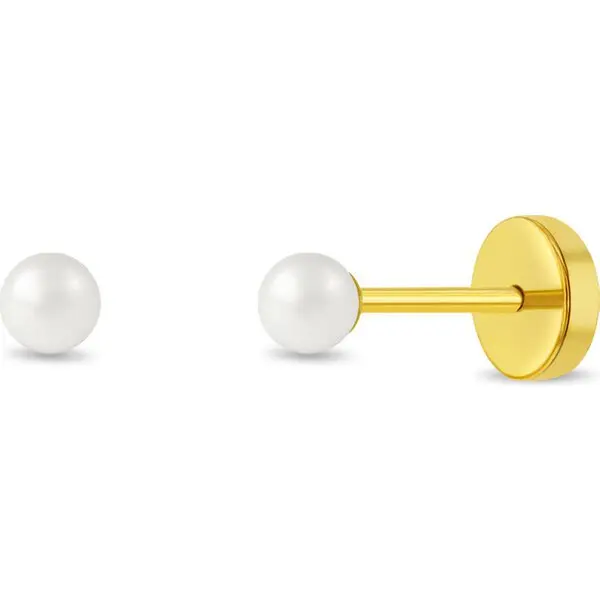 IN SEASON JEWELRY 18k Yellow Gold Freshwater Pearl Stud Earrings - White