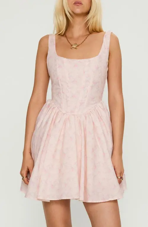 strapless open back dress Pink Rose Corset Lace Dress main image 0