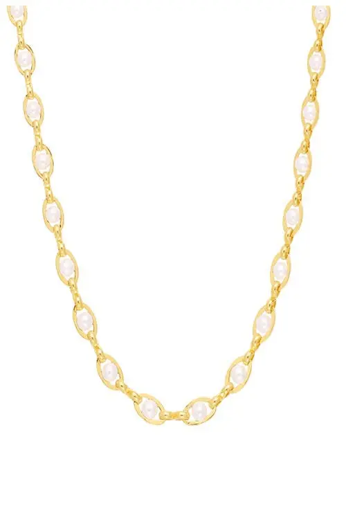 ATHRA LUXE Faux Pearl Chain Necklace - Gold