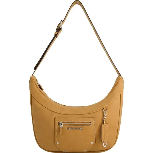 True Religion Suede Zip Top Hobo - Tan