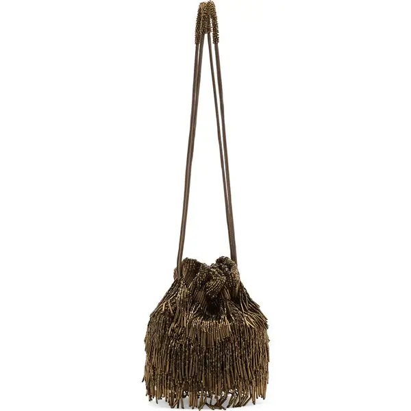 Mango Beaded Drawstring Bucket Bag
