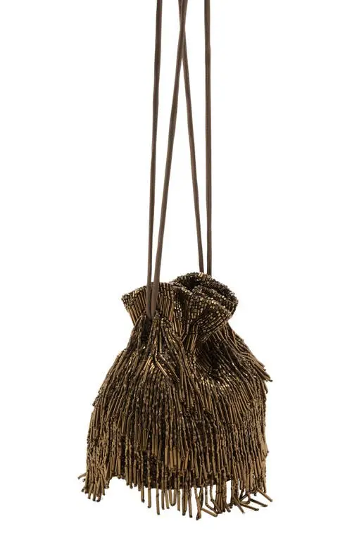 Mango Beaded Drawstring Bucket Bag