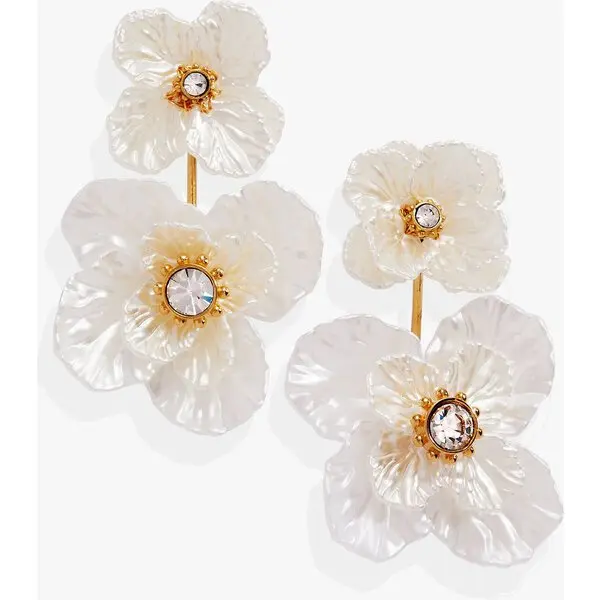 ALEX AND ANI New York Botanical Garden® 2-in-1 Poppy Statement Earrings - White