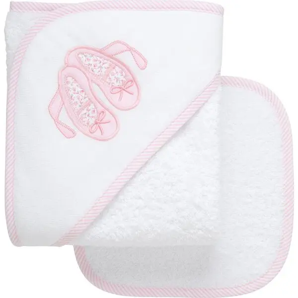 3 MARTHAS Applique Hooded Towel And Washcloth Set - Ballet