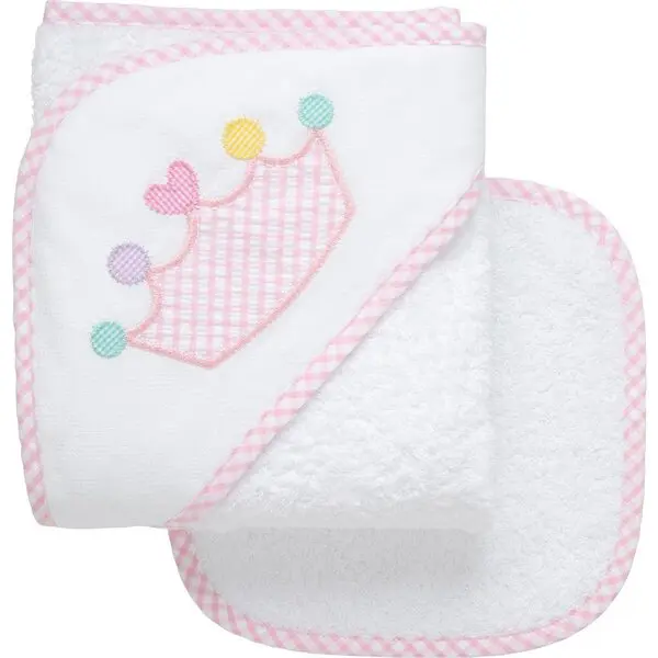 3 MARTHAS Applique Hooded Towel And Washcloth Set - Princess