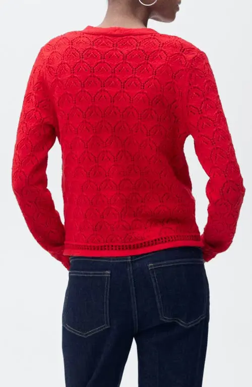Mango Pointelle Stitch Cotton Blend Cardigan