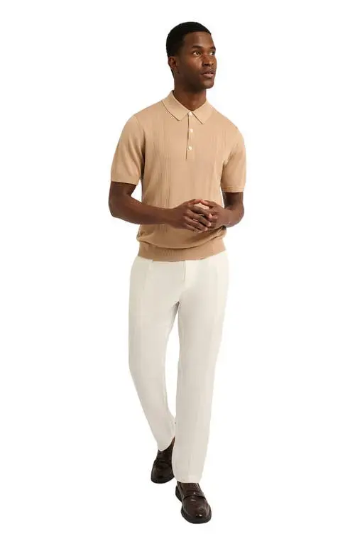 Onia Silk Ribbed Knit Polo - Tan