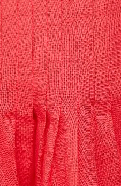 Mango Pleated Ramie Midi Skirt - Red