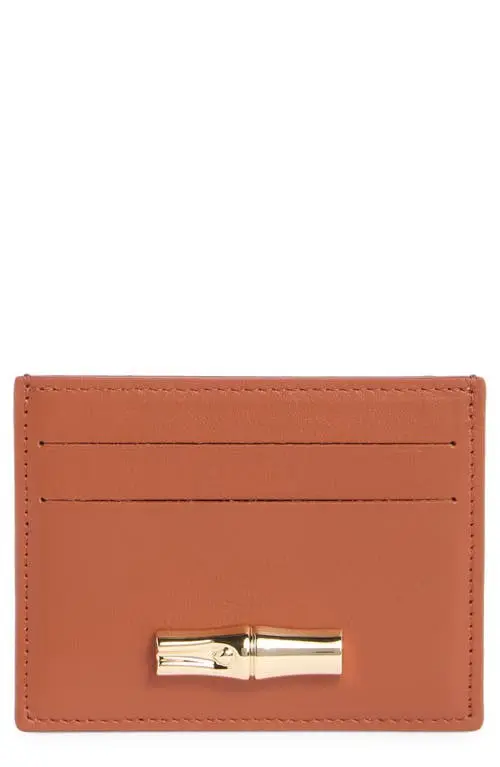 Longchamp Le Roseau Leather Card Case - Bark