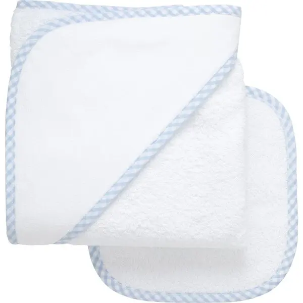 3 MARTHAS Hooded Towel And Washcloth Set - Blue