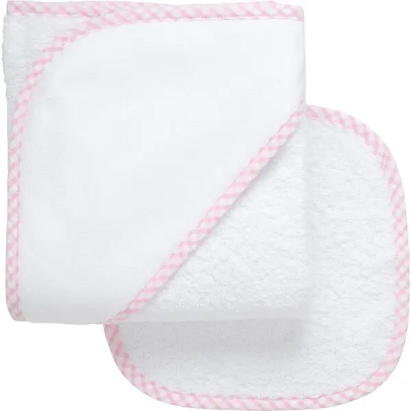 3 MARTHAS Hooded Towel And Washcloth Set - Pink