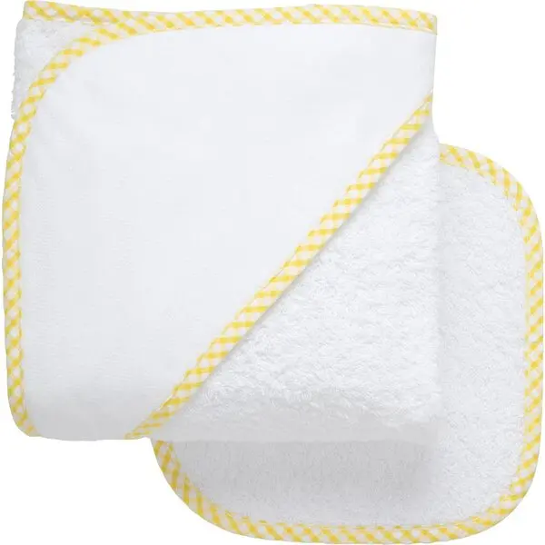 3 MARTHAS Hooded Towel And Washcloth Set - Yellow