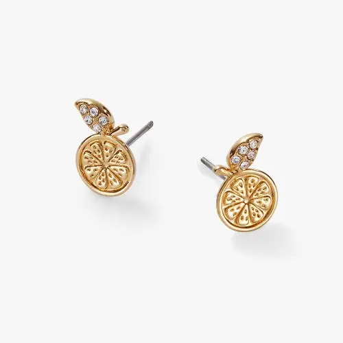 ALEX AND ANI Summer Fruits Orange Slice Stud Earrings