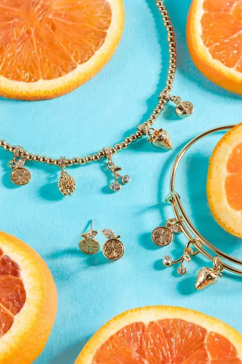 ALEX AND ANI Summer Fruits Orange Slice Stud Earrings