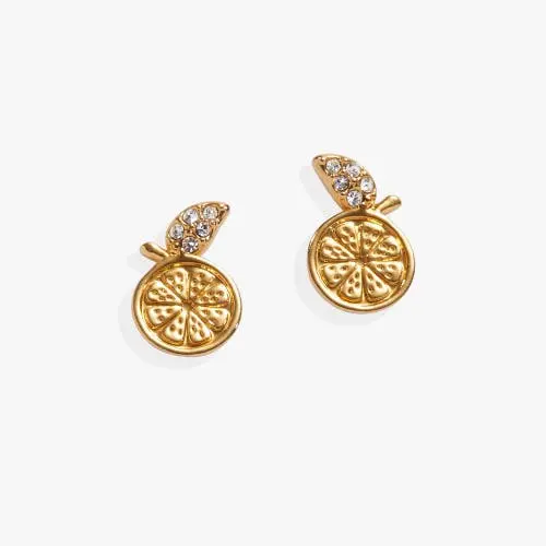 ALEX AND ANI Summer Fruits Orange Slice Stud Earrings - Gold