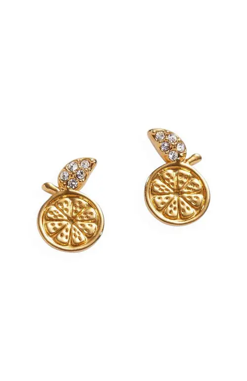 ALEX AND ANI Summer Fruits Orange Slice Stud Earrings - Gold