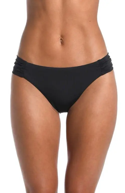 SUNSHINE 79 Solid Shirred Bikini Bottom - Black