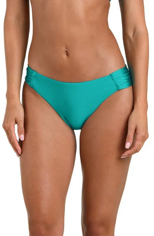 SUNSHINE 79 Solid Shirred Bikini Bottom - Turquoise