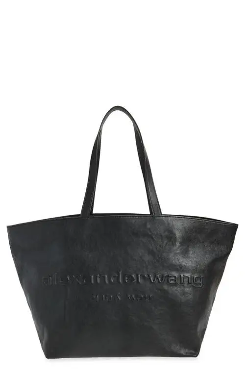 Alexander Wang Punch Logo Crinkled Leather Tote - Black