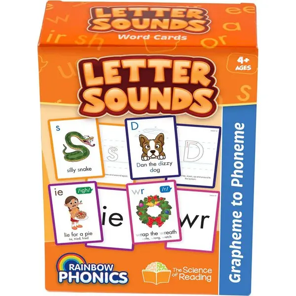 JUNIOR LEARNING Rainbow Phonics Letter Sounds Flash Cards - Multicolored